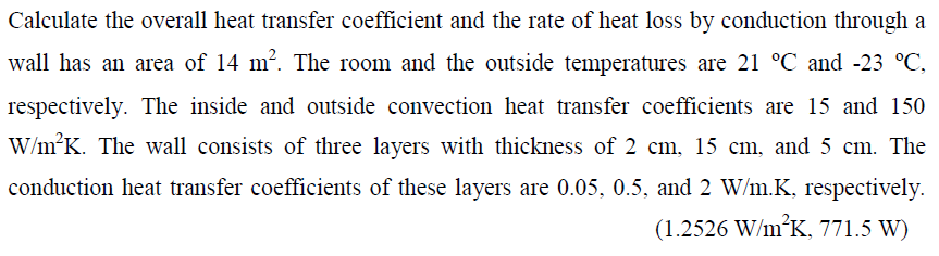 Solved Calculate the overall heat transfer coefficient and | Chegg.com
