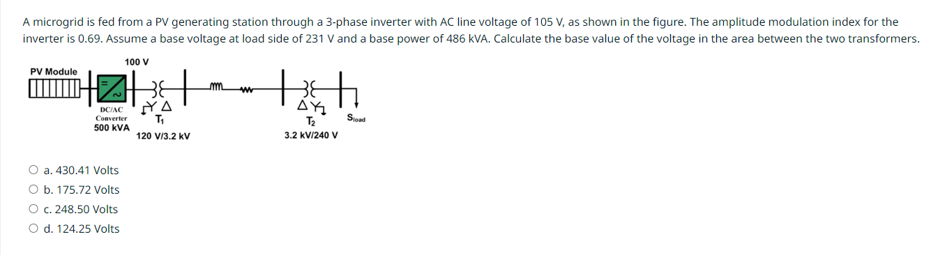 Solved A microgrid is fed from a PV generating station | Chegg.com