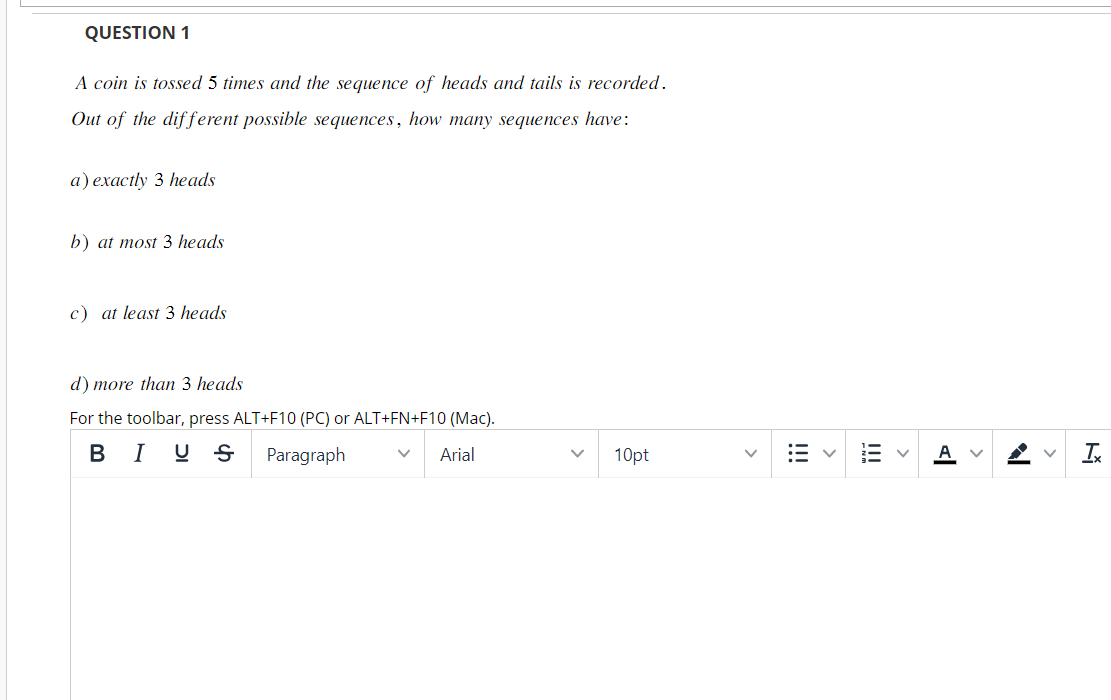 Solved A coin is tossed 5 times and the sequence of heads | Chegg.com