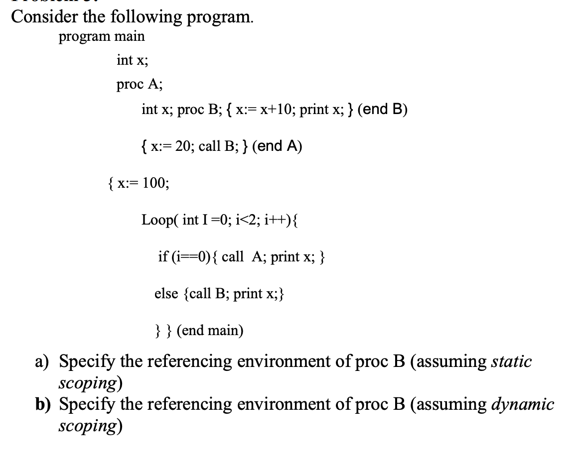 Solved Consider the following program program main int x; | Chegg.com