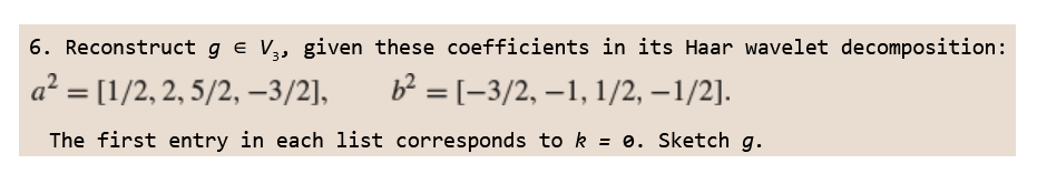 Solved 6. Reconstruct g∈V3, given these coefficients in its | Chegg.com