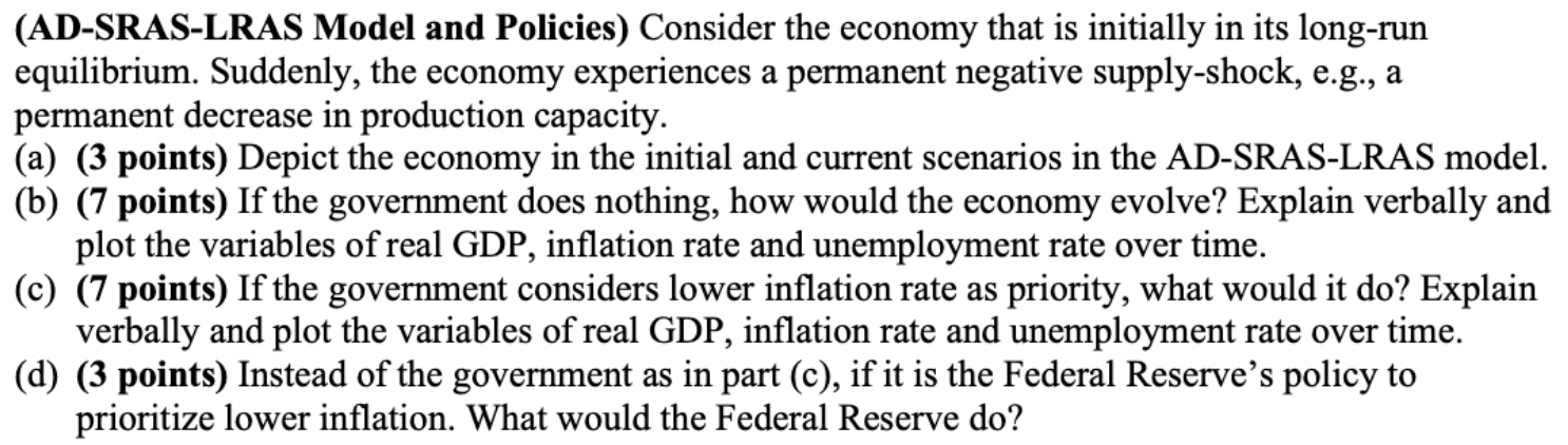 Solved (AD-SRAS-LRAS Model and Policies) Consider the | Chegg.com