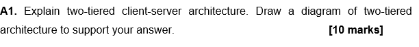 Solved A1. Explain two-tiered client-server architecture. | Chegg.com