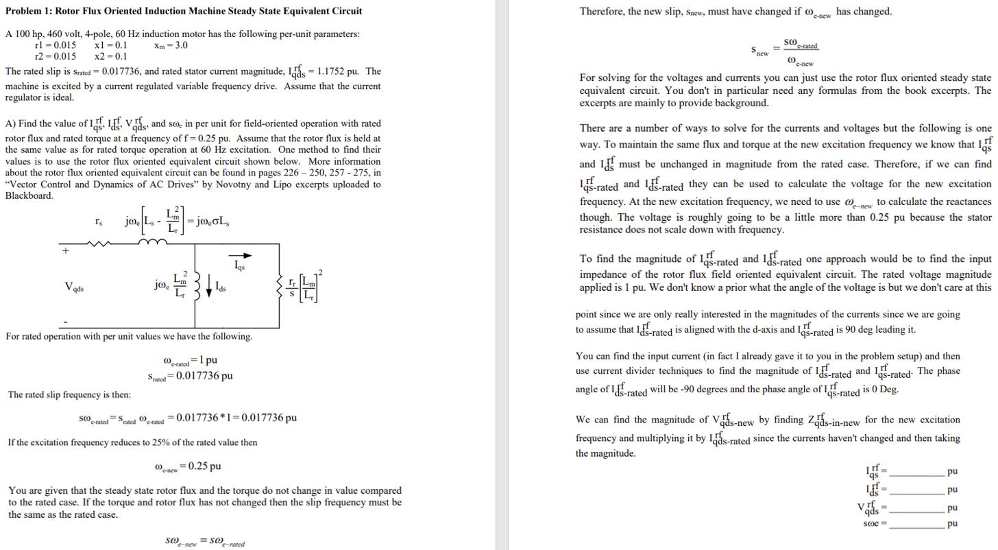 Problem 1 Rotor Flux Oriented Induction Machine