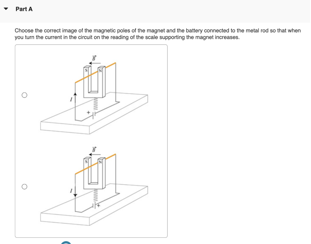 Solved A metal rod is connected to a battery through two | Chegg.com