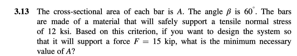 3.13 The cross-sectional area of each bar is A. The | Chegg.com