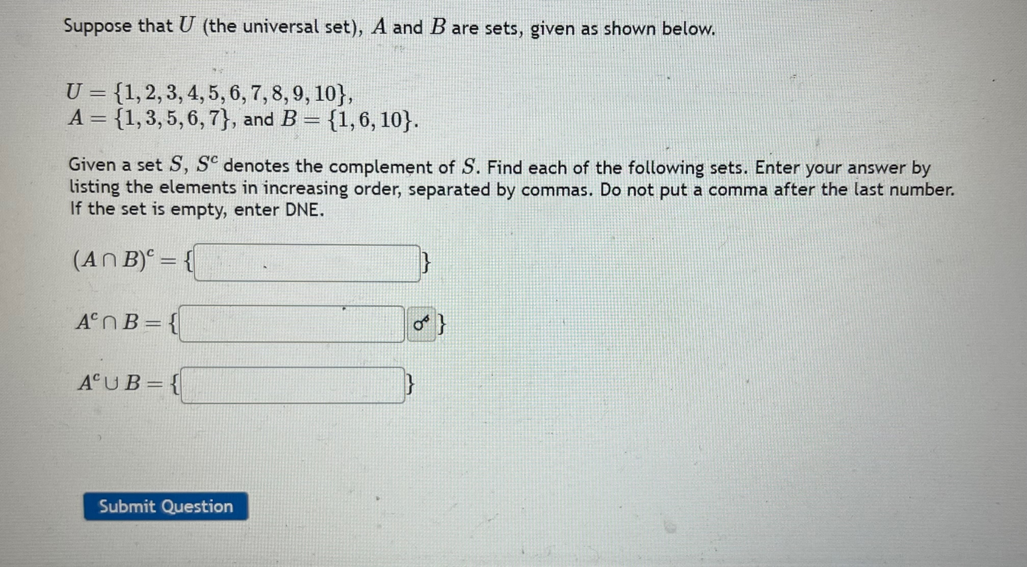 Solved Suppose that U (the universal set), A and B are sets, | Chegg.com