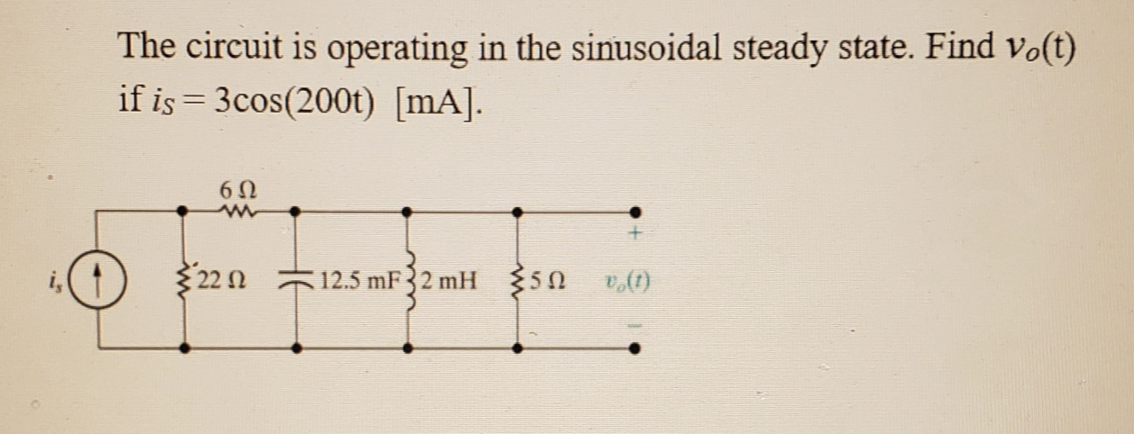 Solved The circuit is operating in the sinusoidal steady | Chegg.com