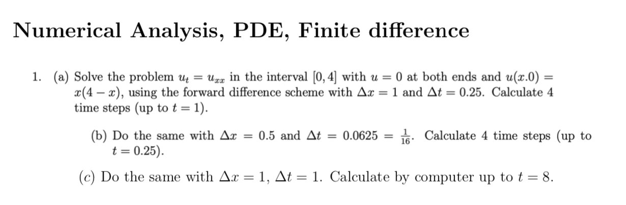 Solved Numerical Analysis, PDE, Finite difference 1. (a) | Chegg.com