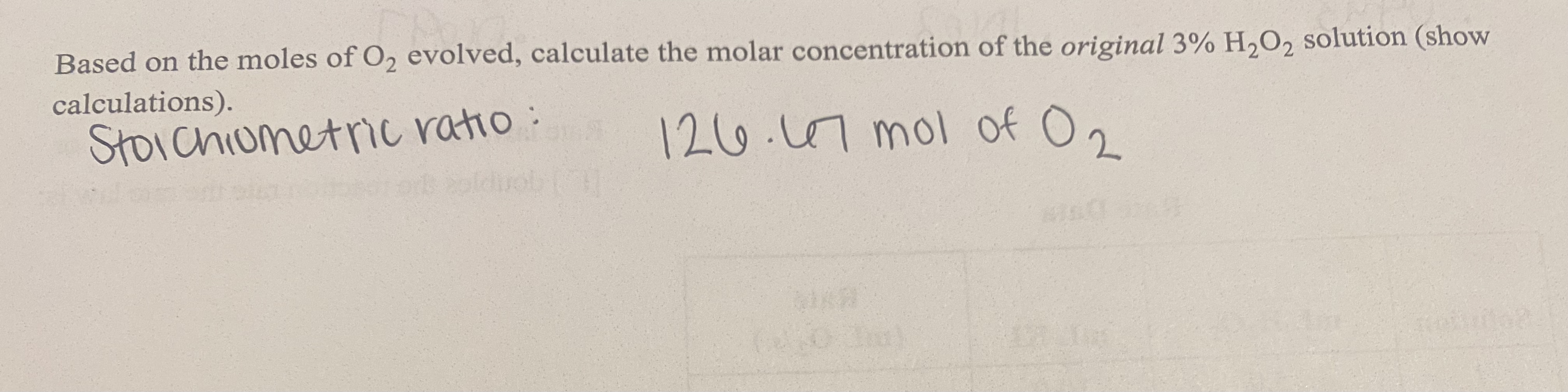 Solved Based on the moles of O2 evolved, calculate the molar | Chegg.com