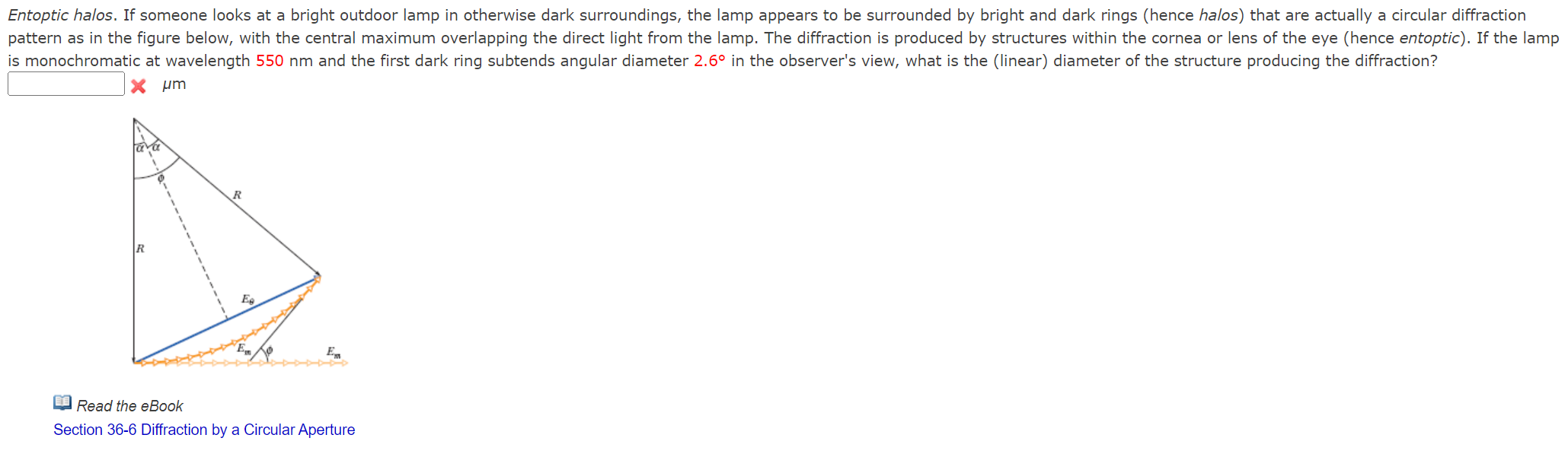 Solved width of the slit? N m Read the eBook Section 36-3 | Chegg.com