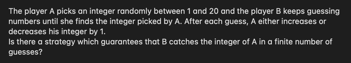 Solved The player A picks an integer randomly between 1 and | Chegg.com
