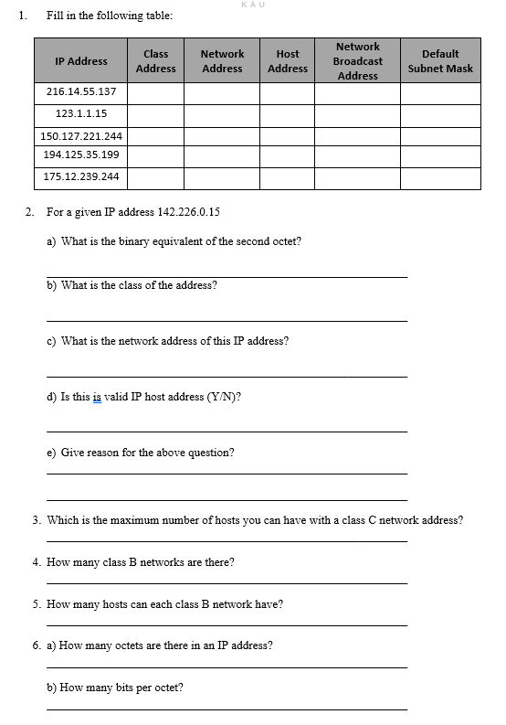 Solved * 127 address cannot be used and is reserved for | Chegg.com