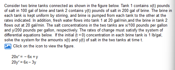 Consider two brine tanks connected as shown in the | Chegg.com