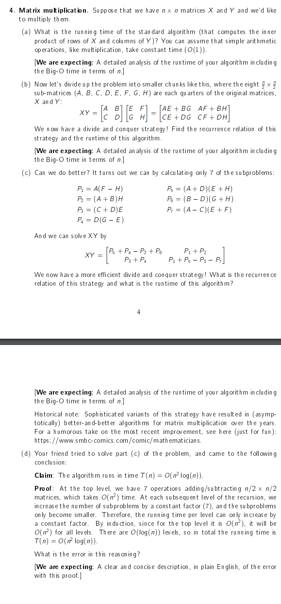 Solved 4. Matrix multiplication. Suppose that we have nxn | Chegg.com