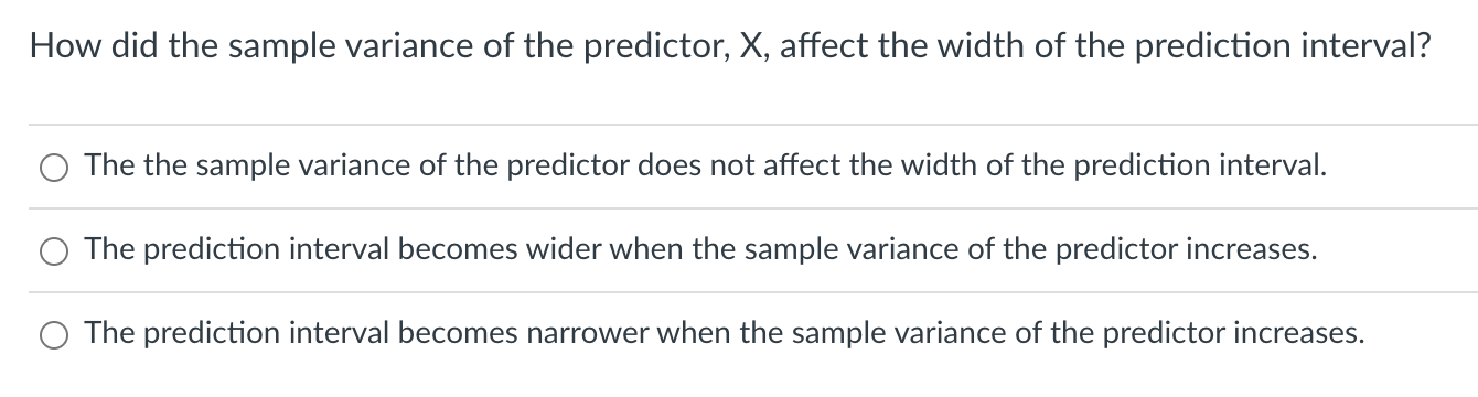 Solved How did the sample variance of the predictor, X, | Chegg.com