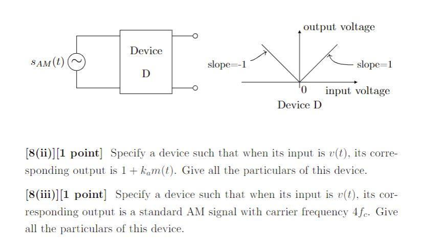 Solved 8. (10 points] Consider the standard AM signal SAM | Chegg.com