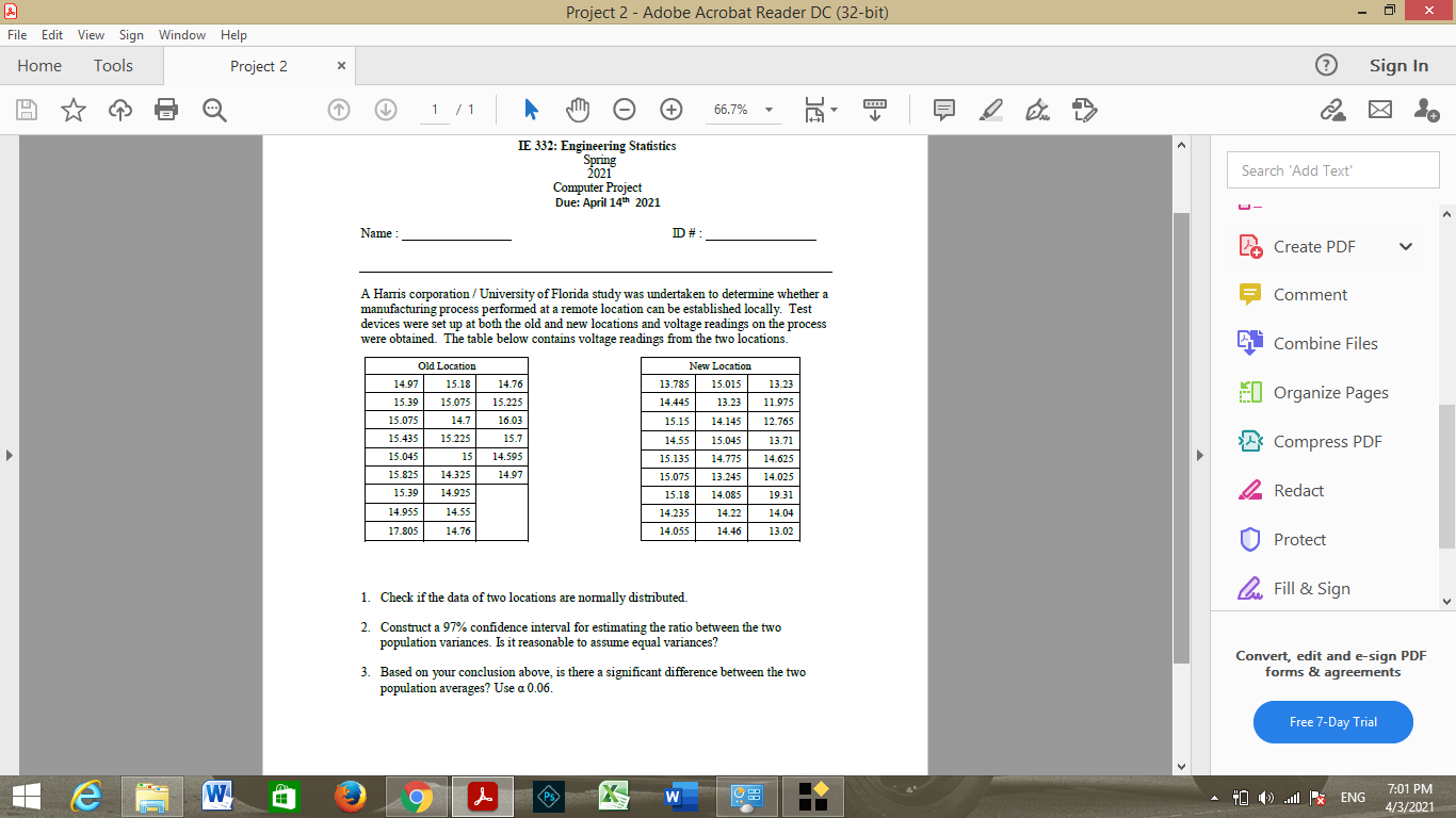 Project 2 - Adobe Acrobat Reader DC (32-bit) х File | Chegg.com