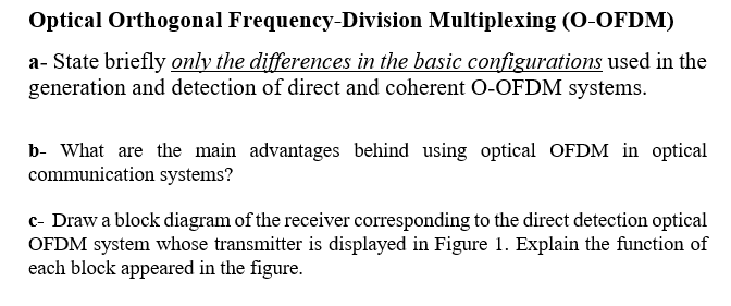 Solved Optical Orthogonal Frequency-Division Multiplexing | Chegg.com