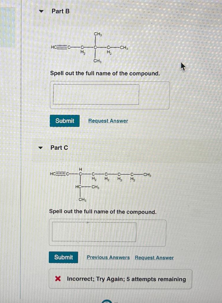 Solved Spell out the full name of the compound. Part C Spell | Chegg.com