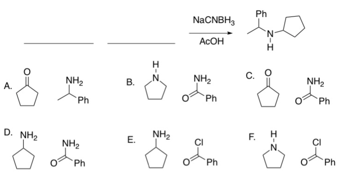 Solved NaCNBHz ACOH I-Z NH2 NH2 NH2 ph Oph Ph D. NH2 NH NH2 | Chegg.com