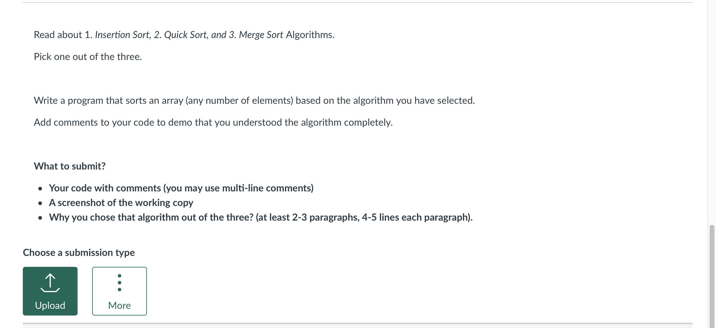 Solved What to submit? - Your code with comments (you may | Chegg.com
