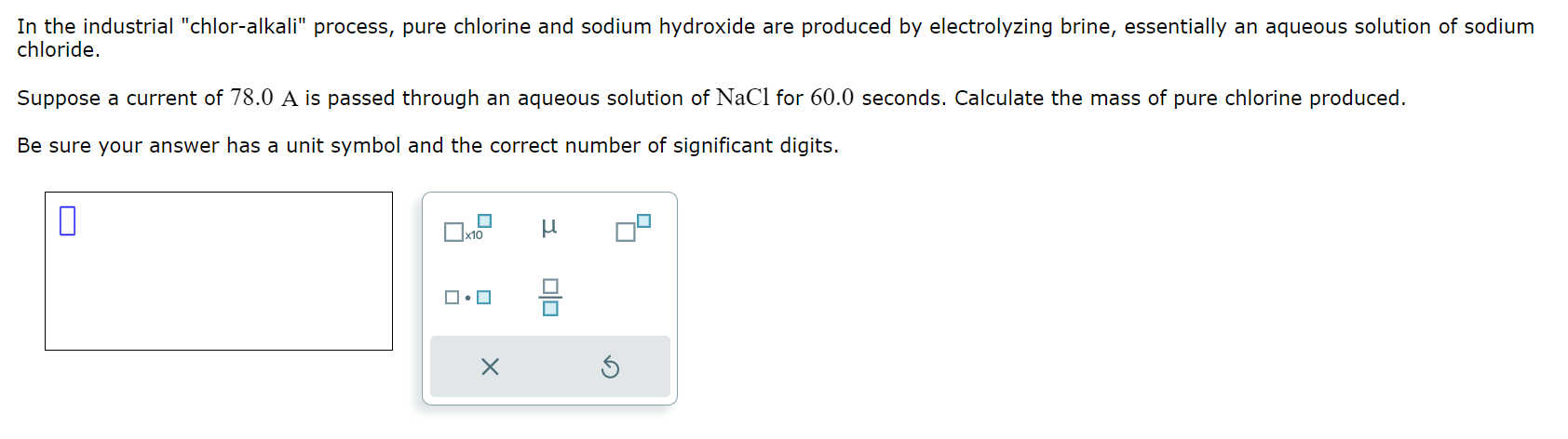 Solved In the industrial "chlor-alkali" process, pure | Chegg.com