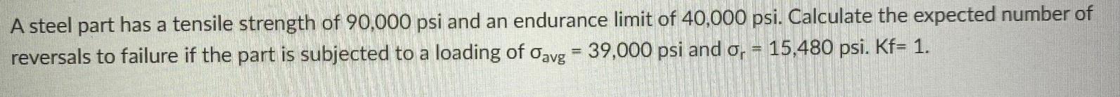 Solved A steel part has a tensile strength of 90,000 psi and | Chegg.com