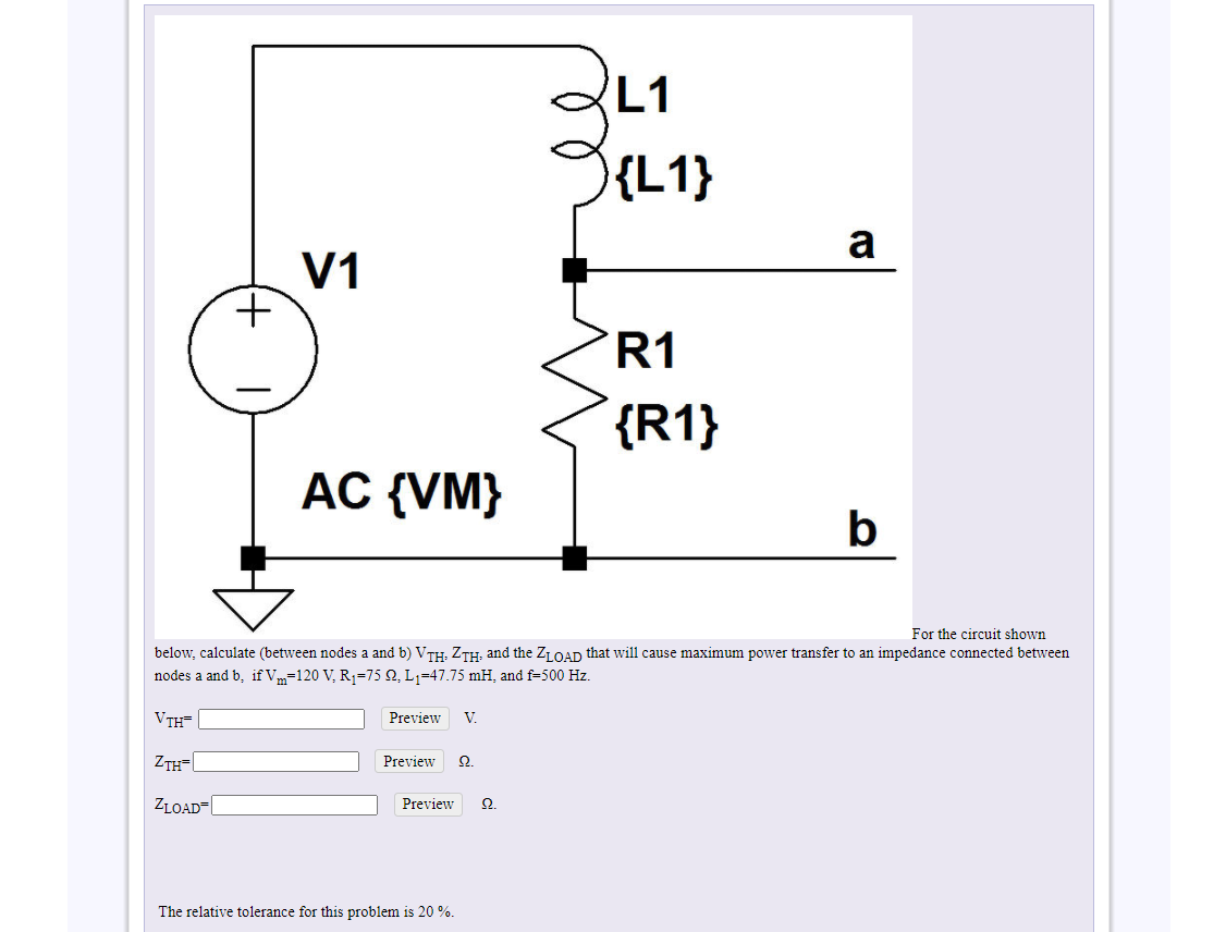 Solved 341 ${L1} a V1 + R1 {R1} AC {VM} b For the circuit | Chegg.com