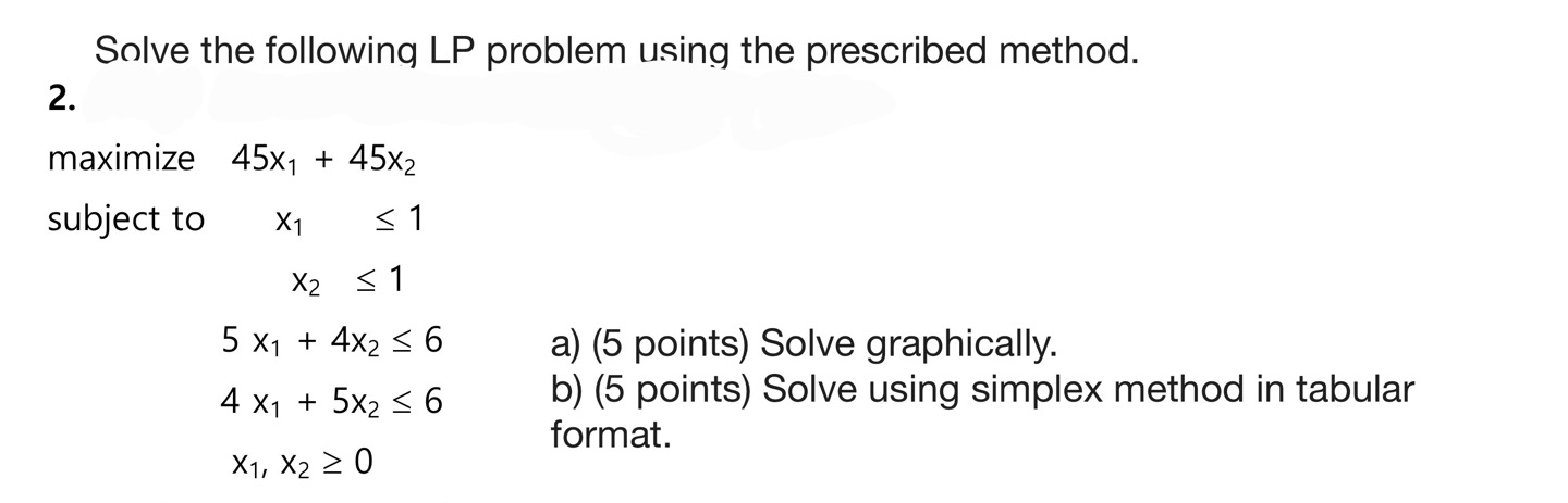 Solved Solve the following LP problem using the prescribed | Chegg.com