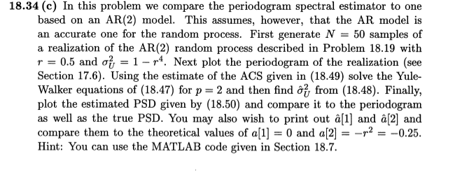 PLEASE SOLVE USING MATLAB18.34 (c) In ﻿this problem | Chegg.com