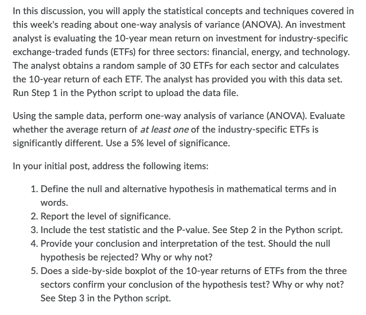 Solved Module Eight Discussion: One-way ANOVA This notebook | Chegg.com