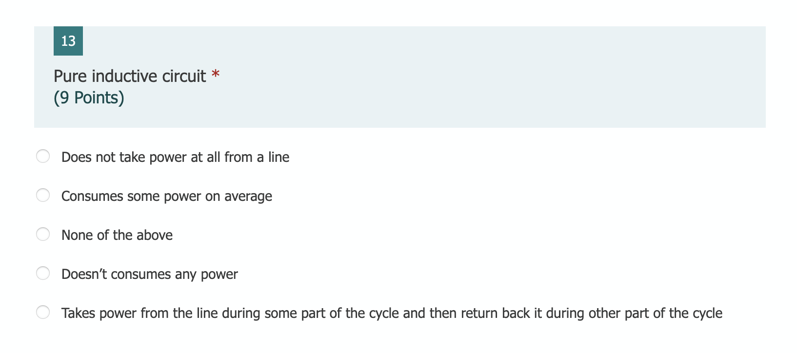 Solved 13 Pure inductive circuit * (9 points) Does not take | Chegg.com