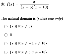 Solved Identify the natural domain of each of the following | Chegg.com