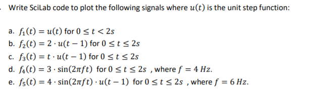 Write SciLab code to plot the following signals where | Chegg.com