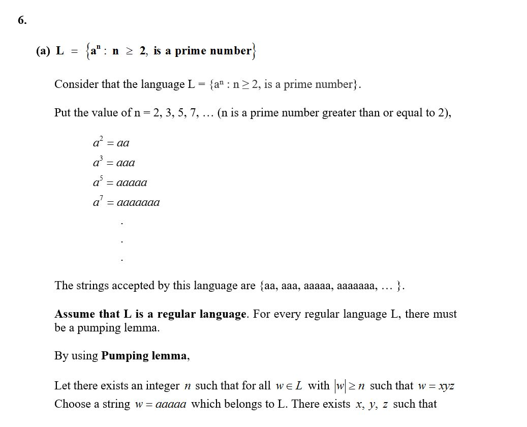 a L a N 2 2 Is A Prime Number Consider That The Language L a a L a N 2 2 Is A Prime Number Consider That The Language L a