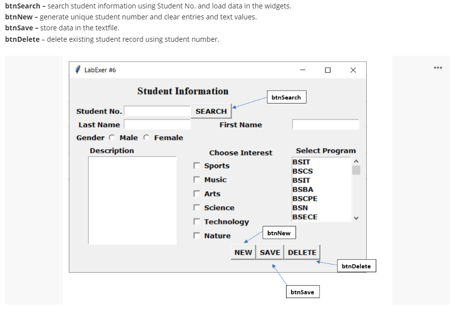 Solved I need the code for each button. Python. Tkinter. | Chegg.com