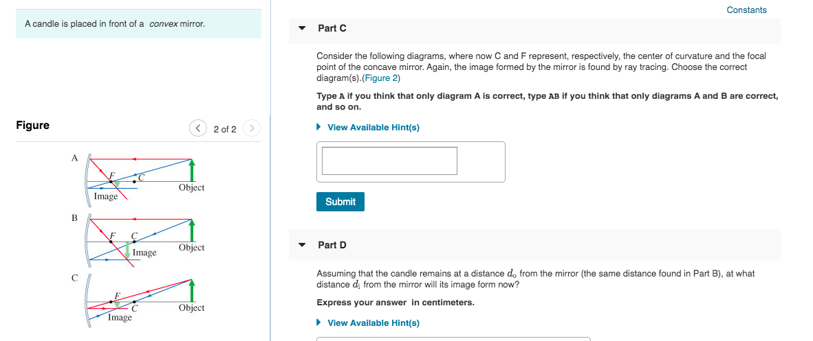 Solved Constants A candle is placed in front of a convex | Chegg.com