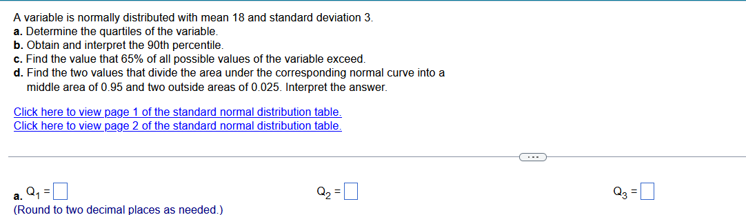 Solved A variable is normally distributed with mean 18 and | Chegg.com