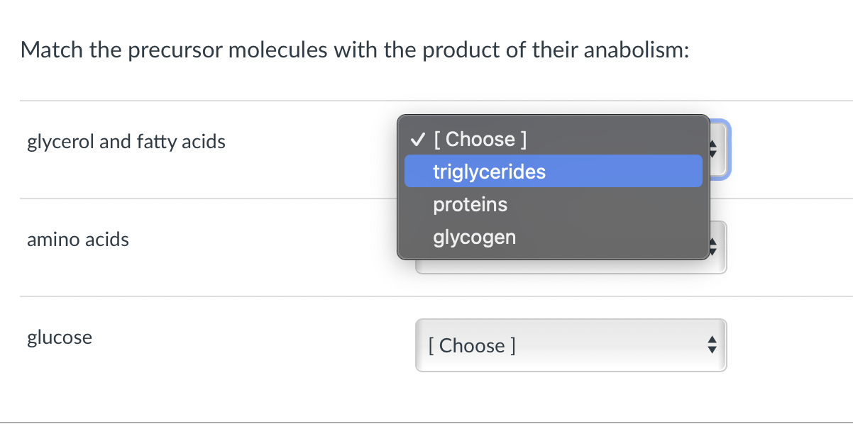 Solved Match the precursor molecules with the product of | Chegg.com