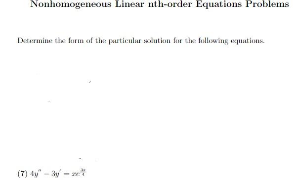 Solved Nonhomogeneous Linear nth-order Equations Problems | Chegg.com