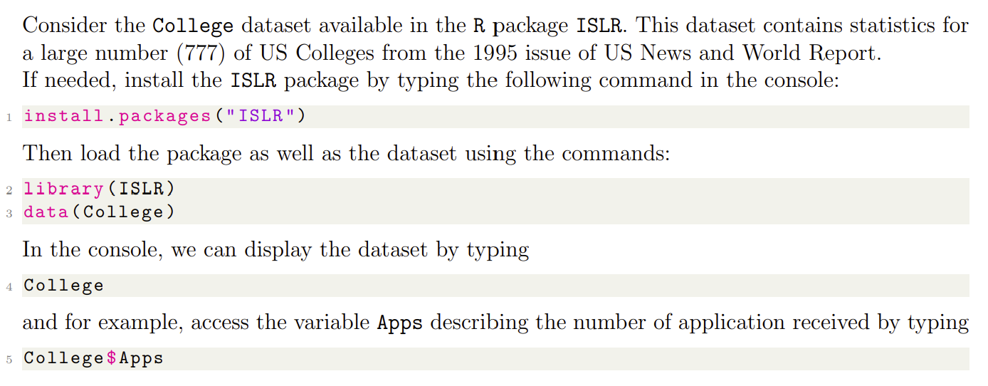 Solved Consider the College dataset available in the R | Chegg.com