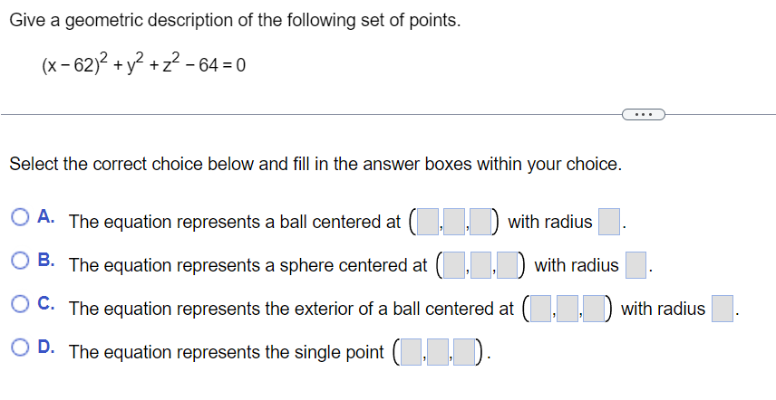 Solved Give a geometric description of the following set of | Chegg.com