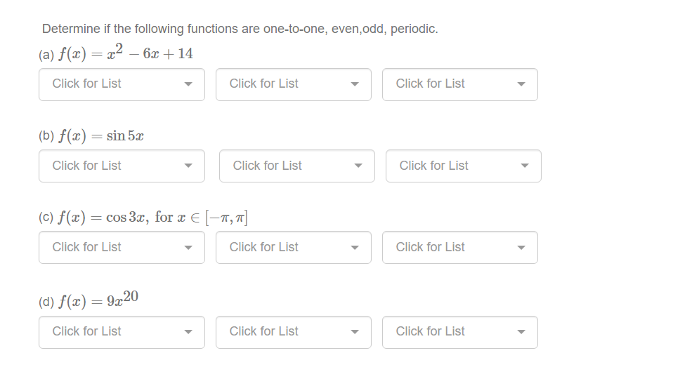 Solved Determine if the following functions are one-to-one, | Chegg.com