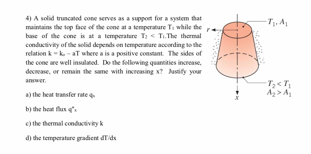 Solved - T1, A1 4) A solid truncated cone serves as a | Chegg.com