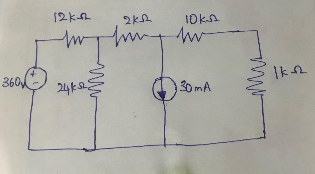Solved Find the current through and voltage across the 1K | Chegg.com