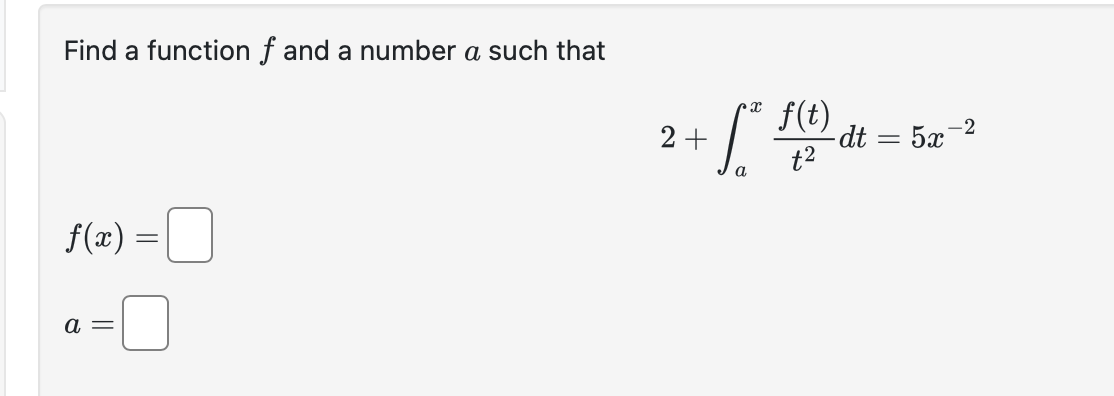 Solved Find a function f and a number a such that | Chegg.com