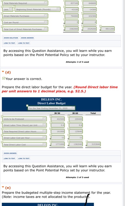 Solved Problem 24-02A a-e (Part Level Submission) Deleon | Chegg.com