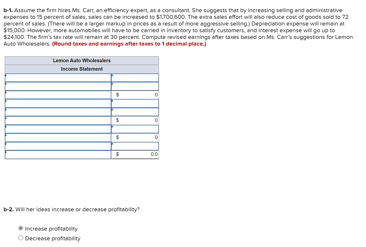 Solved Problem 2-12 Determination of profitability [LO2-1] | Chegg.com