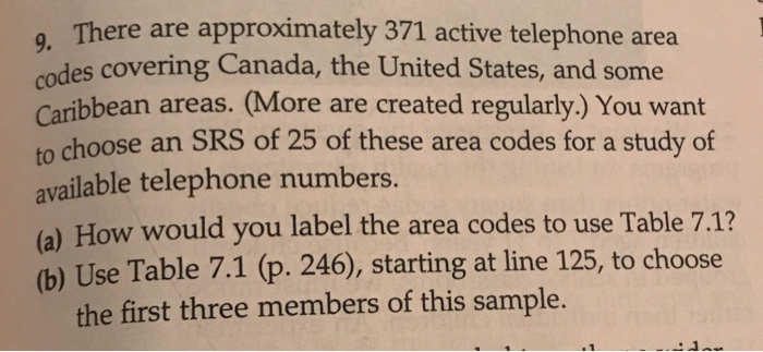 Solved . There are approximately 371 active telephone area | Chegg.com